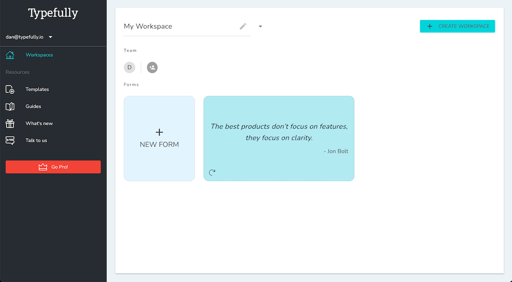 Step 2 - click on new form