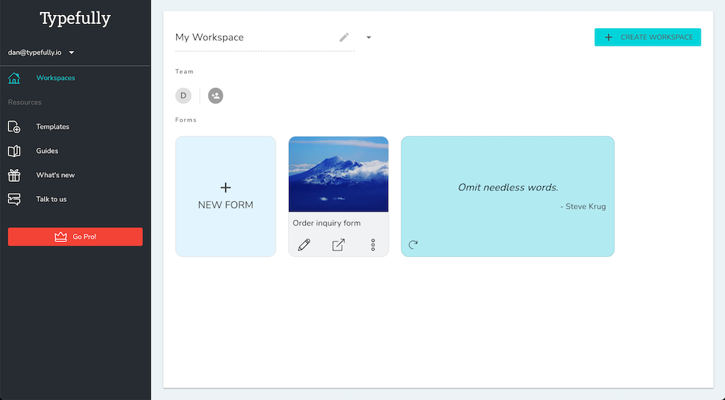 Step 2 - click Create Workspace